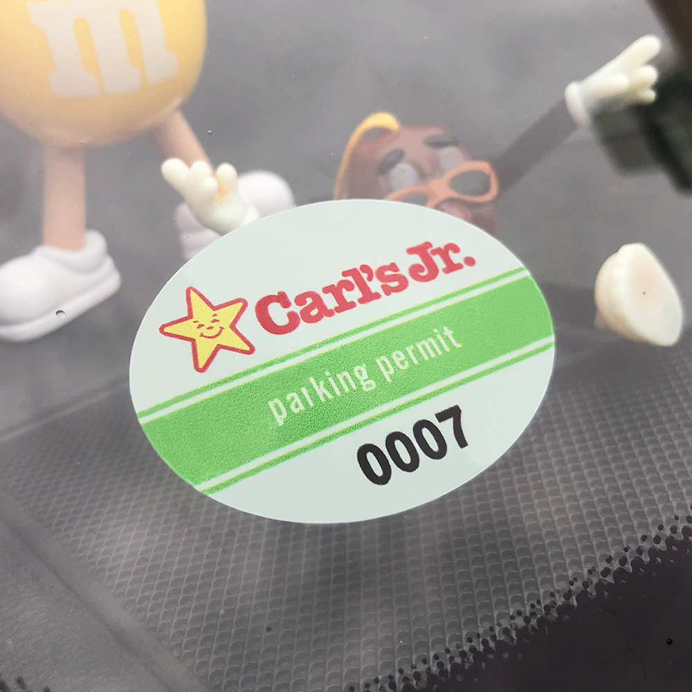 【未使用】パーキングパーミットステッカー #102 Parking Permit【Carl‘s Jr.】 (5.5x4cm) アメリカン雑貨 ...