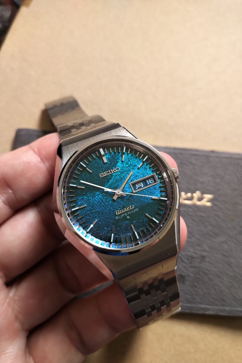 【目立った傷や汚れなし】セイコー SEIKO 3883-7000 メーカーOH 電池交換済み モルフォ蝶 QUARTZ SUPERIOR 純正ブレス仕様 当時の伝表と保証書付き GS VFA ...