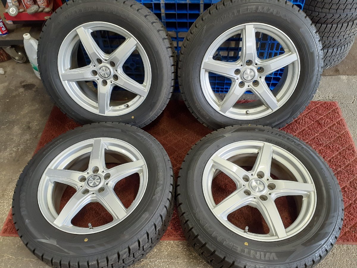 【目立った傷や汚れなし】1円～★F6387 225/60R17 99Q 4本 DUNLOP WINTER MAXX 02 VIOLENTO 送料無料 冬 ’17年 8.5分山 17×7J ...