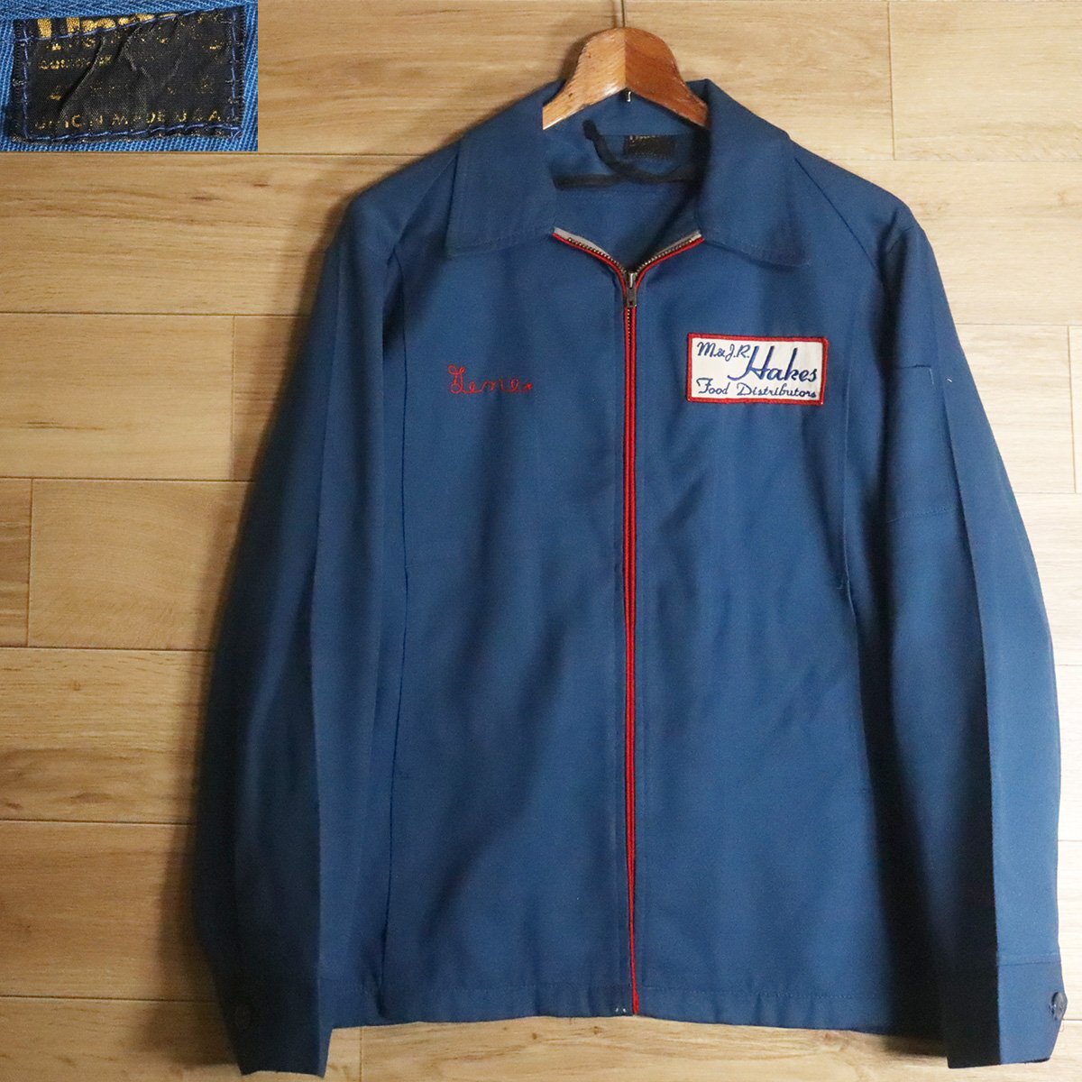 【やや傷や汚れあり】H1J/R6.28-2 60s~70s アメリカ製 Unitog ワークジャケット ブルゾン 企業ワッペン TALON ...