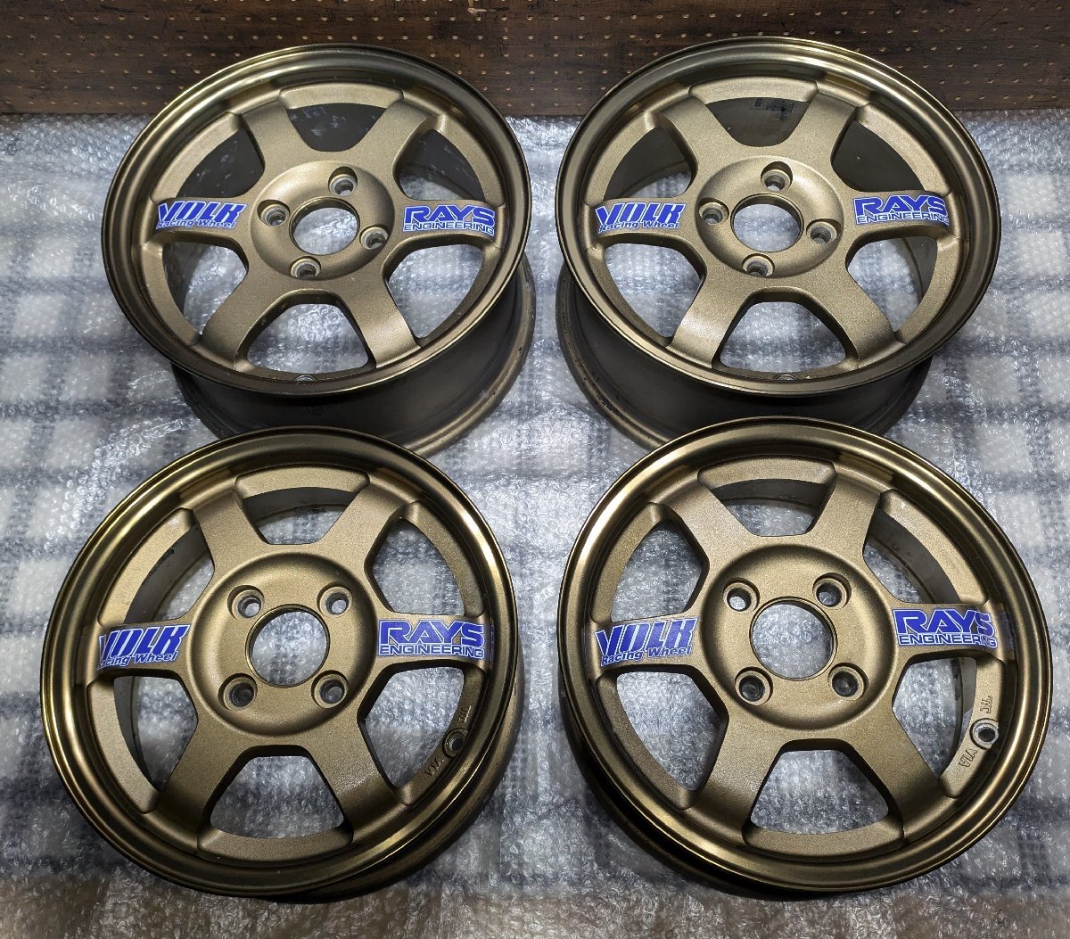 【目立った傷や汚れなし】HONDA ビート PP1 RAYS VOLK RACING レイズ TE37 13インチ 5.5J＋35 14インチ 6J ＋38 PCD 100 4H ブロンズ 4 ...