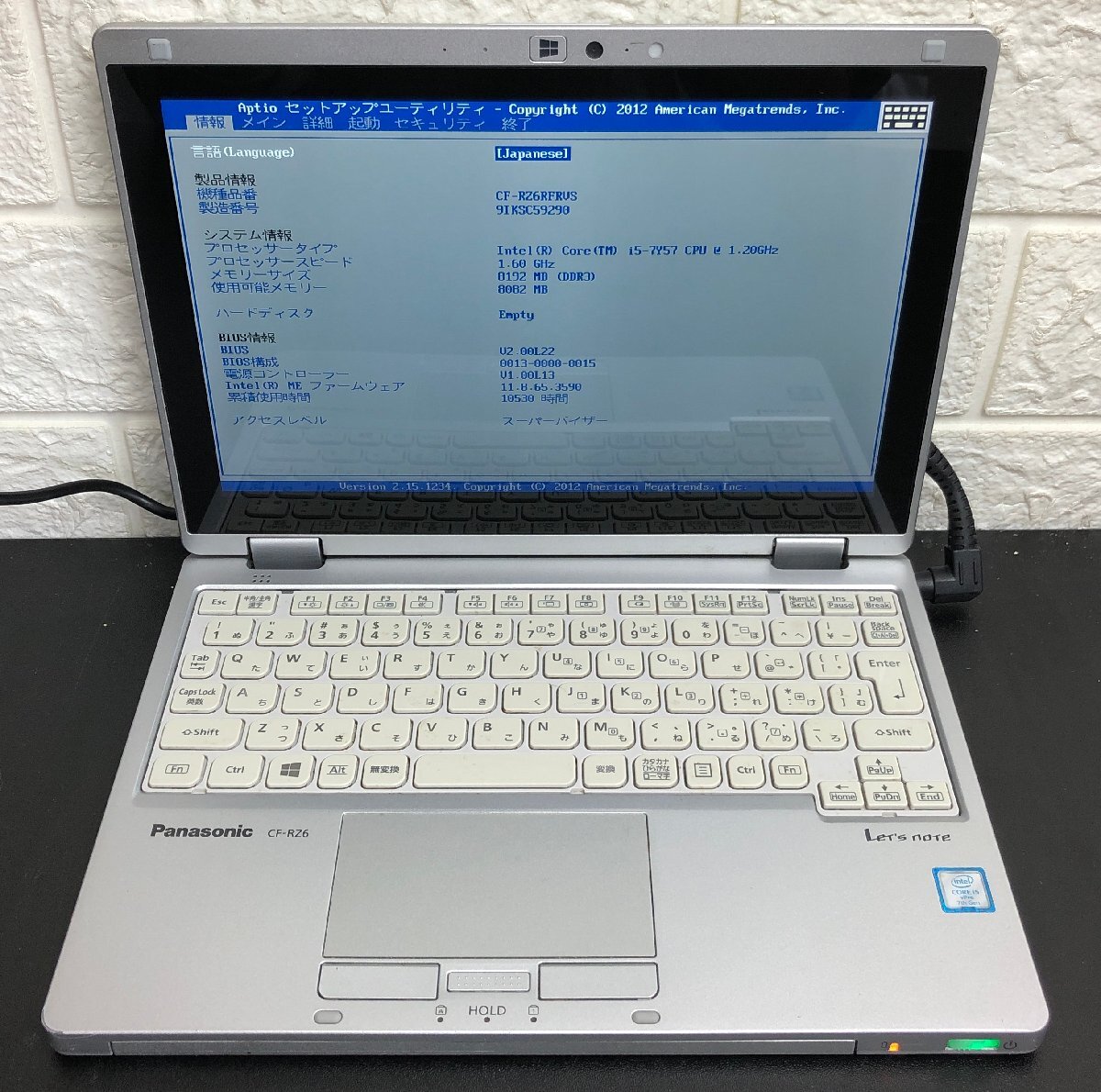 【全体的に状態が悪い】1円～ ジャンク Panasonic Let's note RZ6 / Core i5 7Y57 1.20GHz / メモリ 8GB / ストレージ無し / 10.1型 ...