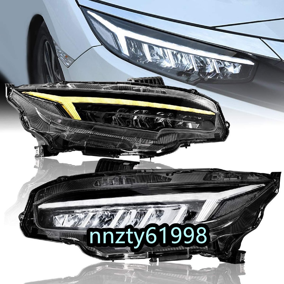 【未使用】特別企画99円～ シビック ヘッドライト FK7 FK8 TYPE R FC1 全LED バルブ不要 流れるウインカー オープニング ...