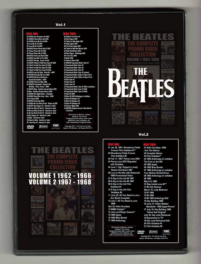 【未使用】THE BEATLES - THE COMPLETE PROMO VIDEO COLLECTION Vol.1 - Vol.2 ...