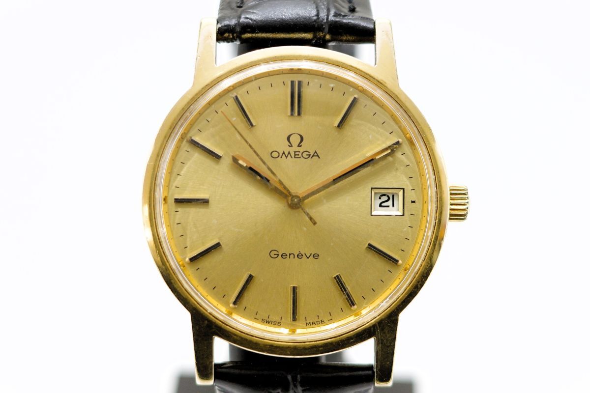 【やや傷や汚れあり】71 OMEGA Geneve 17JEWELS Cal.1030 Ref.136-0104 オメガ ジュネーブ デイト ...