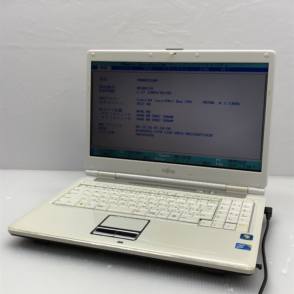 【やや傷や汚れあり】1円 【ジャンク】FUJITSU FMVA-BIBLO NF/B70 FMVNFB70W Core 2 Duo P8400 メモリ1GB 15.6インチ T017148の ...
