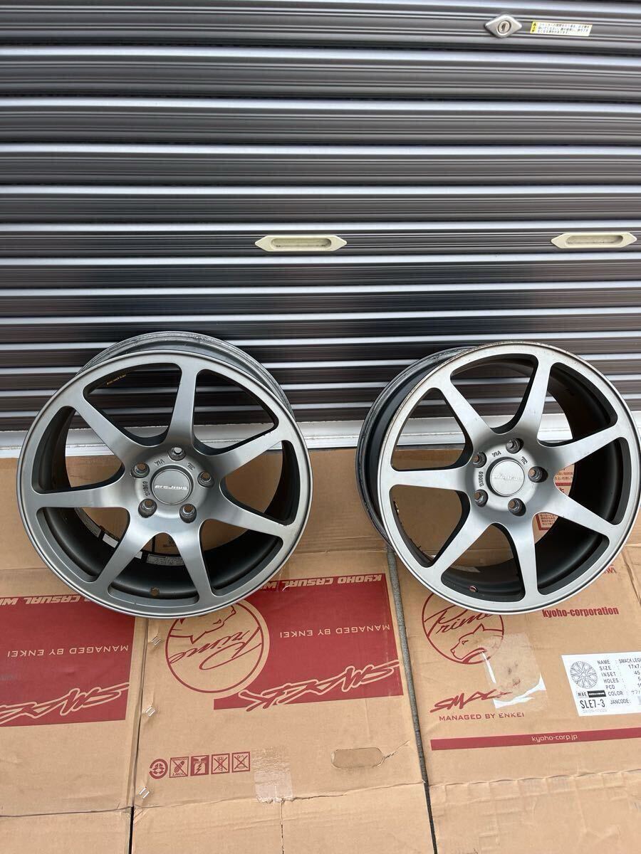 【傷や汚れあり】プロドライブ GC010E pcd114.3 5穴 17インチ 8j オフセット43 タイヤ付き4セット ポテンザ245/45 ...