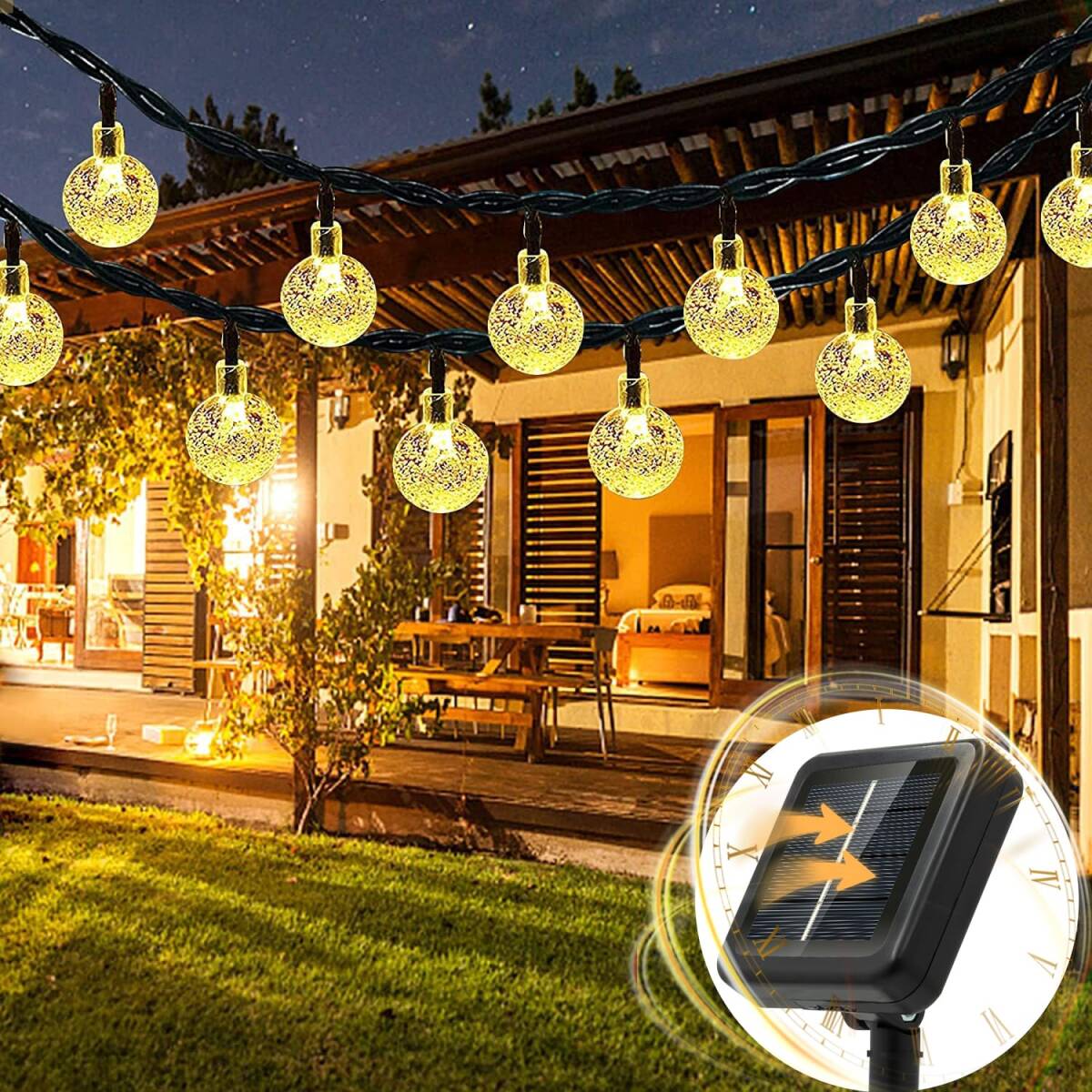 【未使用】Auting LEDイルミネーションライト ソーラー 屋外 防水 おしゃれ 60電球11M ストリング 8種点灯モード IP65防水 フェアリー キャンプ 飾りの落札情報詳細 ...