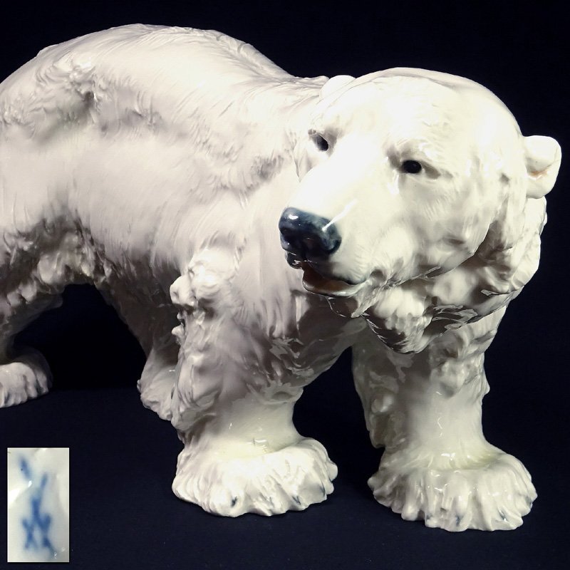 【目立った傷や汚れなし】慶應 1910年頃【Meissen オールドマイセン】オットー・ヤール原型 アール・デコ 磁器人形『Polar ...