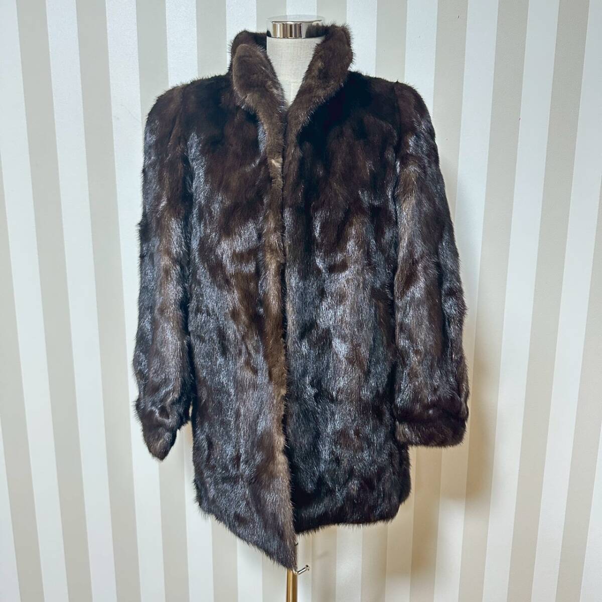 【やや傷や汚れあり】★1円〜【レディース毛皮】 ミンク MINK 毛皮 本毛皮 高級 ファー アウター ミドル丈 ブラウン レディース 着丈約80cm K100822の落札情報詳細 ...