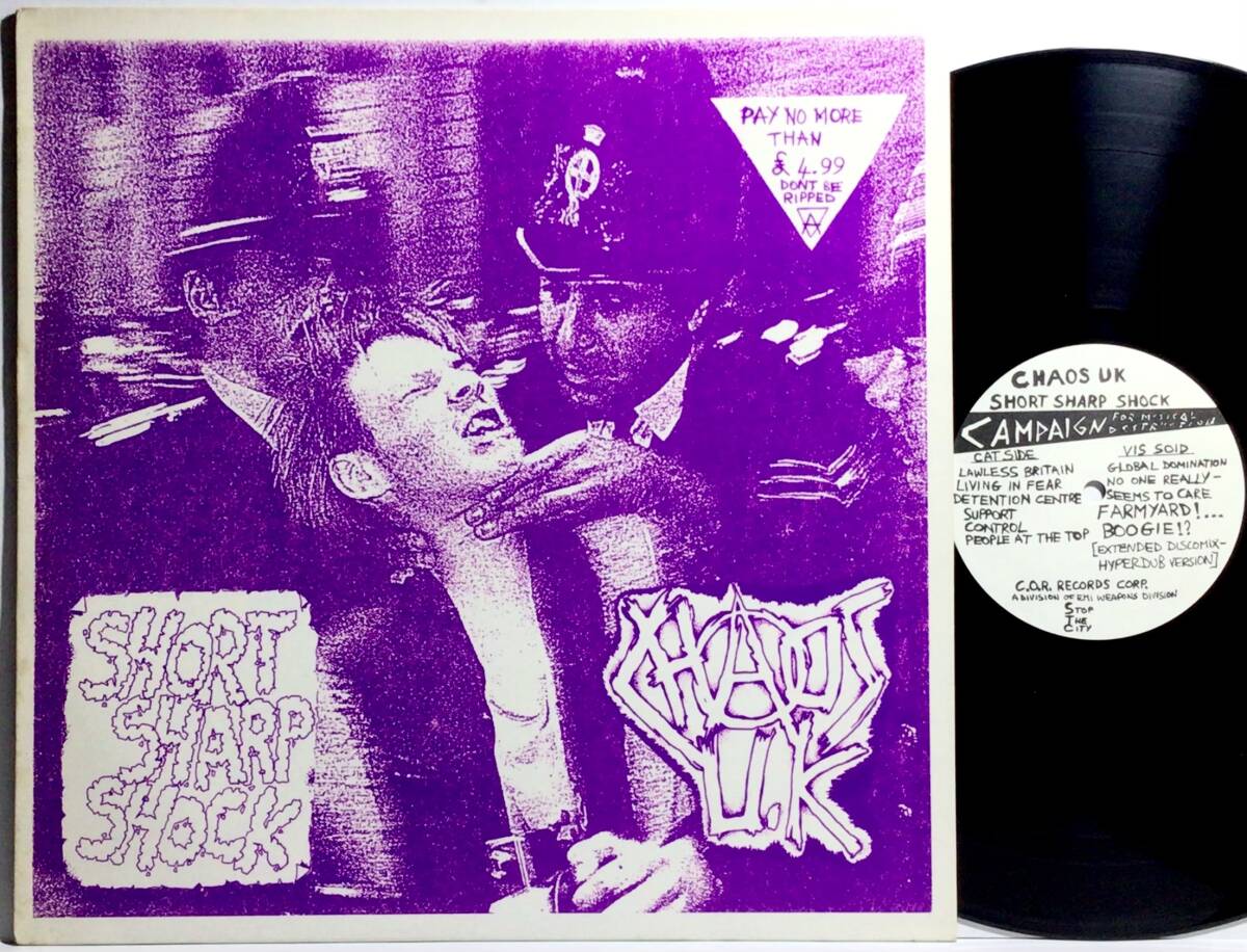 【やや傷や汚れあり】【英LP】 CHAOS U.K / SHORT SHARP SHOCK 1986 UK盤 LPレコード Children Of The Revolution Records ...