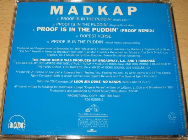 【中古】★CDS★Mad Kap/Proof Is In The Puddin' (Proof Remix)★PROMO★レア★Poppa ...