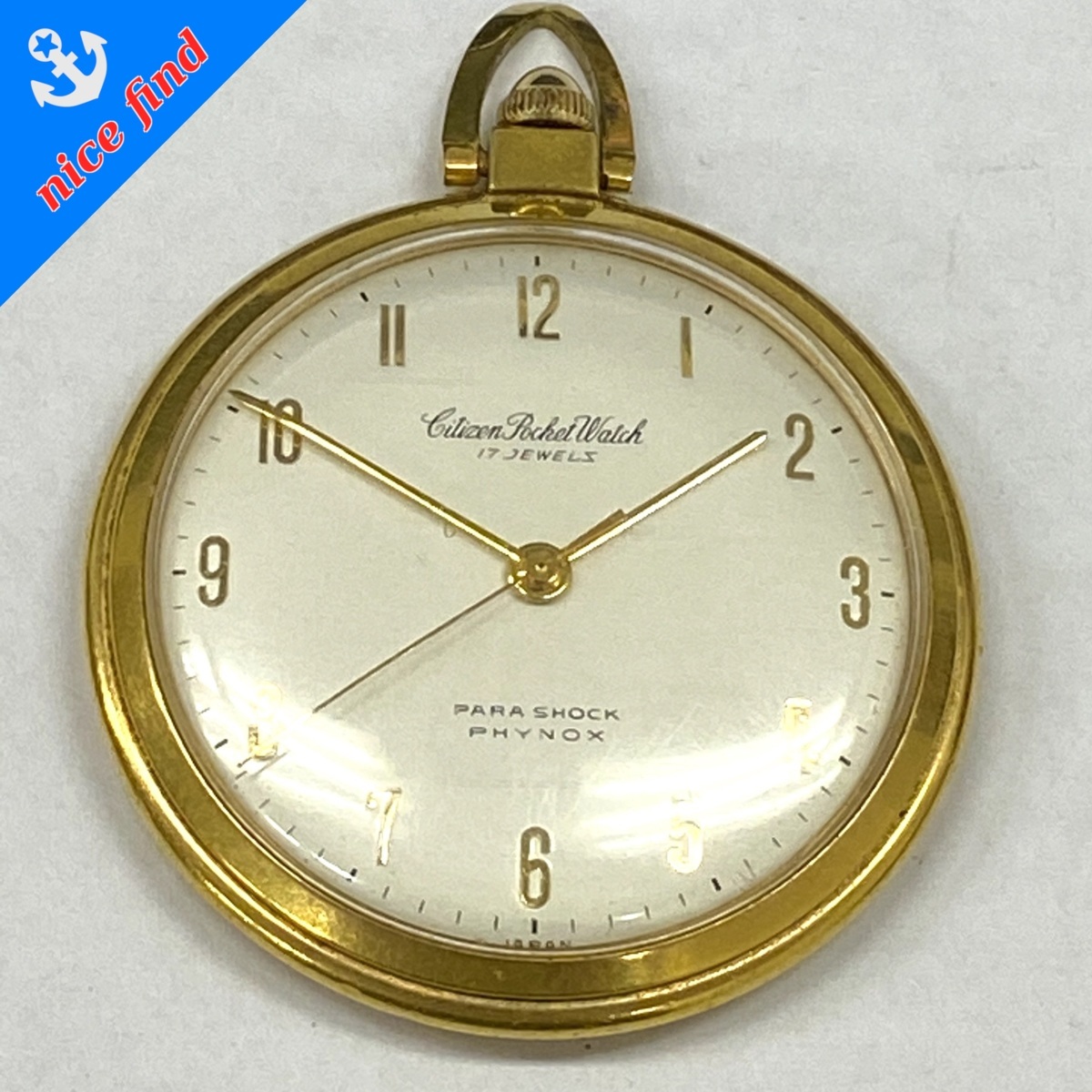 稼働品 シチズン CITIZEN パラショック フィノックス PARA SHOCK PHYNOX 手巻き 懐中時計 アンティーク 17石 白 ...