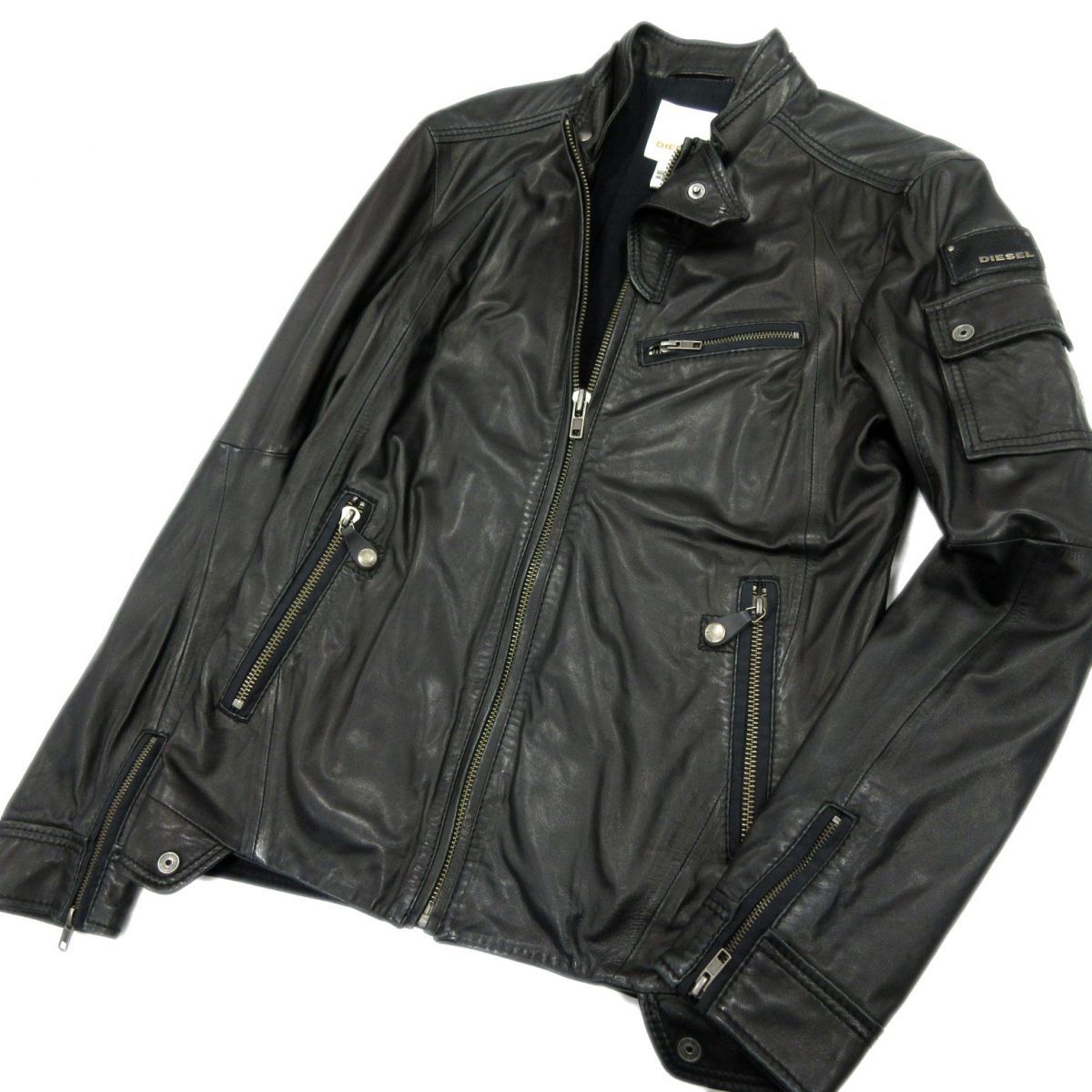 【中古】極上 美品 Falling bones フォーリングボーンズ STONE FORT ロゴ刺繍 ノーカラー 本革 レザーライダースジャケット ブラック 38 岩城滉一 の落札情報詳細 ...