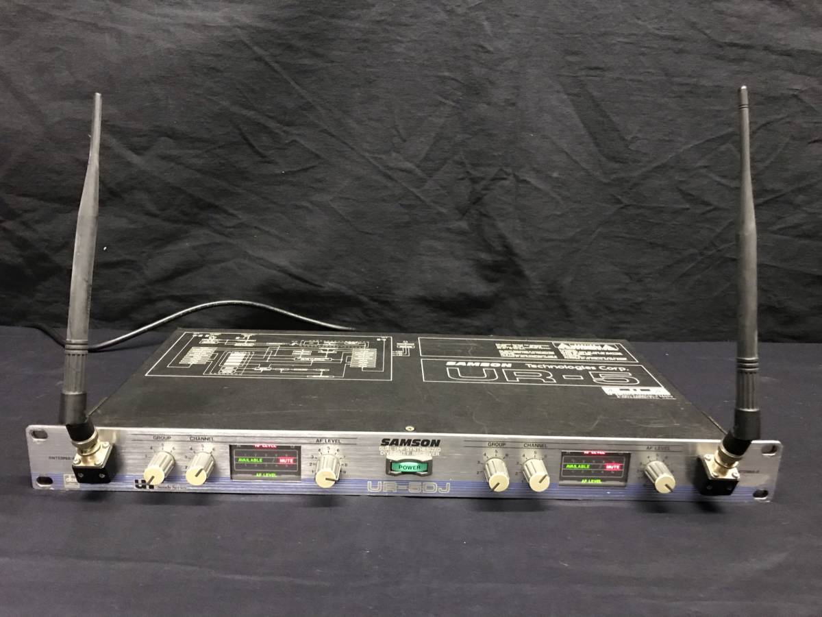 ♪SAMSON UR-5DJ UT-5×2 ワイヤレスシステム レシーバー トランスミッター デュアルセット 中古動作品 B帯 ギター/ベース ...