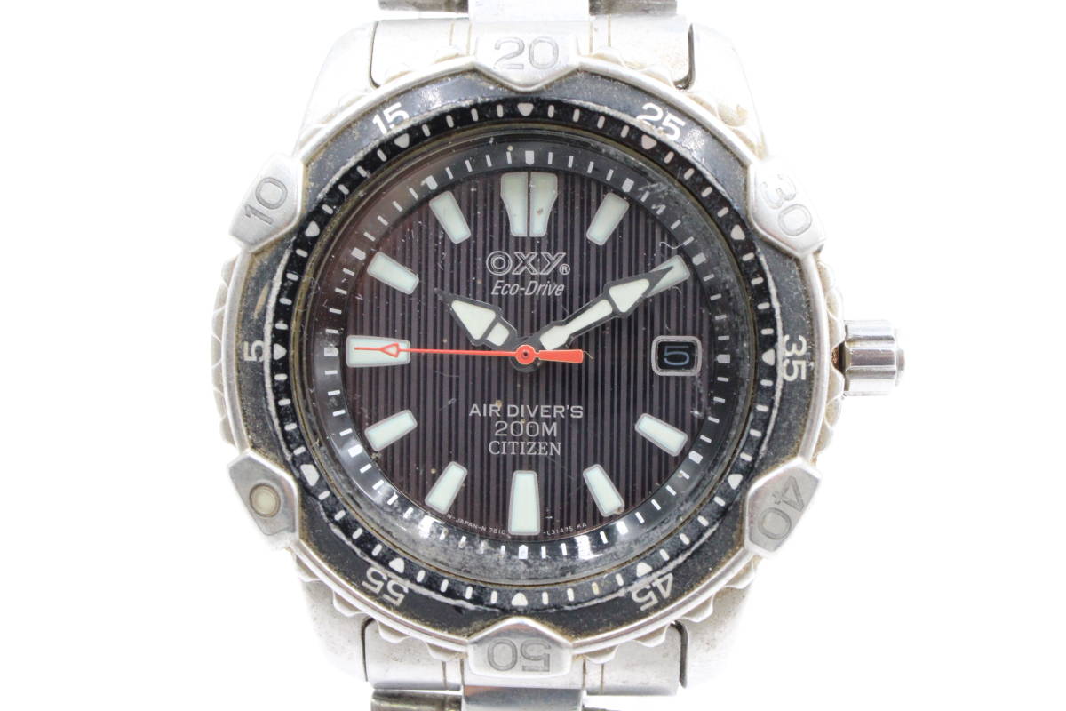 【傷や汚れあり】【CITIZEN シチズン】 OXY Eco-Drive エコドライブ 7872-L15421 デイト メンズ 腕時計 AIR DIVER‘S 200M の落札情報詳細 ...