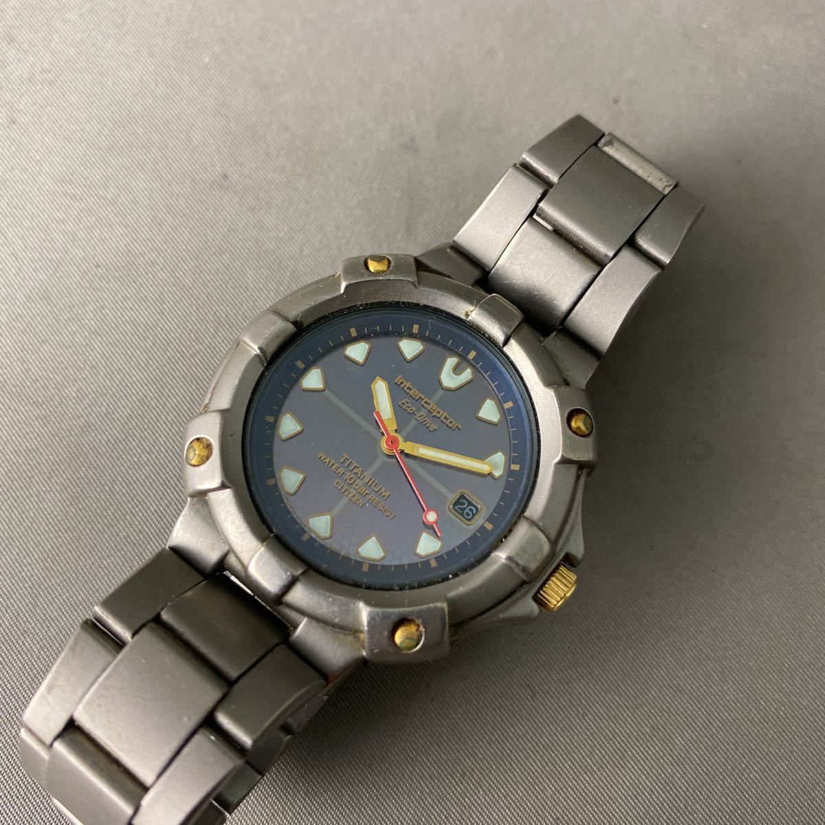 【やや傷や汚れあり】K738 CITIZEN シチズン エコドライブ interceptor 7870-L15006 腕時計 ソーラーの落札 ...