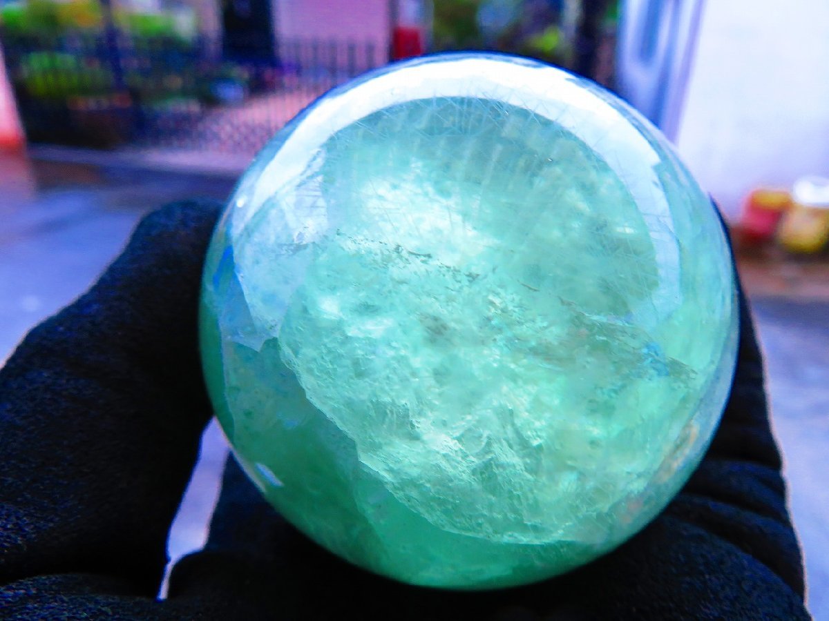 【未使用】超美しい★金運★天然石★七彩虹いり100Aファントムフローライト丸玉巨大台付き485g★70㎜★tc516の落札情報詳細 ...