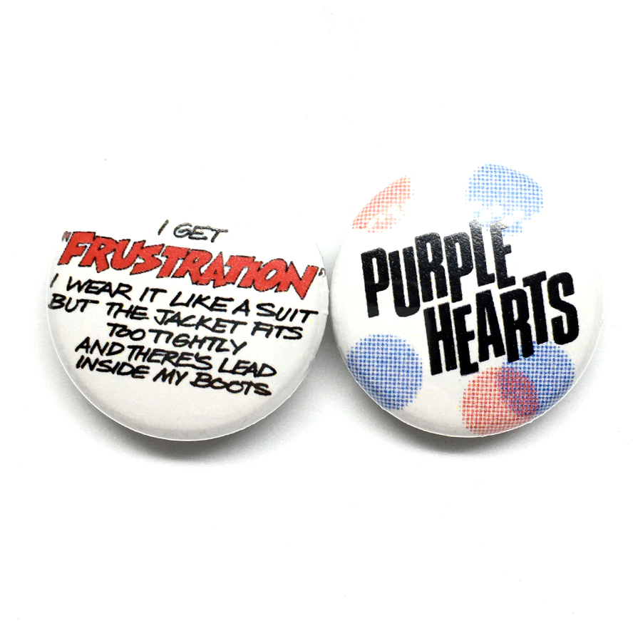 【未使用】缶バッジ 25mm 2個セット Purple Hearts パープルハーツ 70's Punk Neo Mods モッズ ...