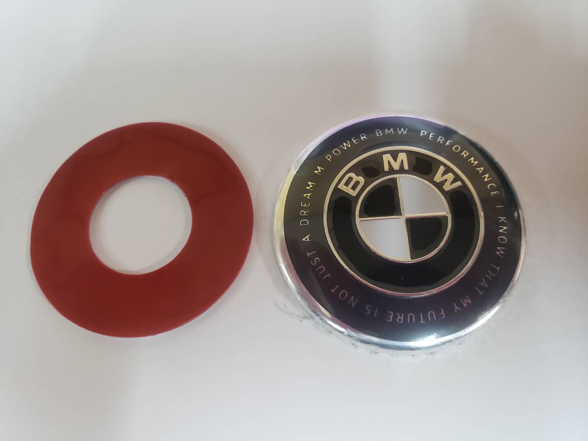 【未使用】BMW 50周年 ステアリングエンブレム 白/黒 45mm/46mm 両面テープ付 ...