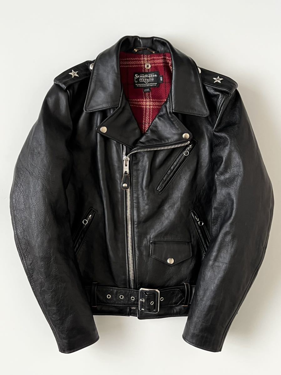 【目立った傷や汚れなし】USA製★Schott 茶芯 ホースハイド 613SJH ONESTAR ダブル ライダース ジャケット 40 直営店限定 ショット ワンスター 馬革 レザー 7544 ...