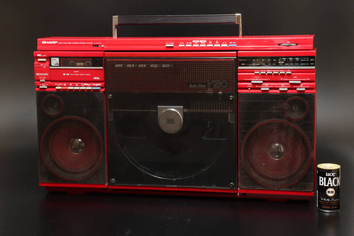 【やや傷や汚れあり】昭和レトロ SHARP シャープ 両面演奏ポータブルステレオ VZ-V20R DUAL-PLAY DISC STREO ...