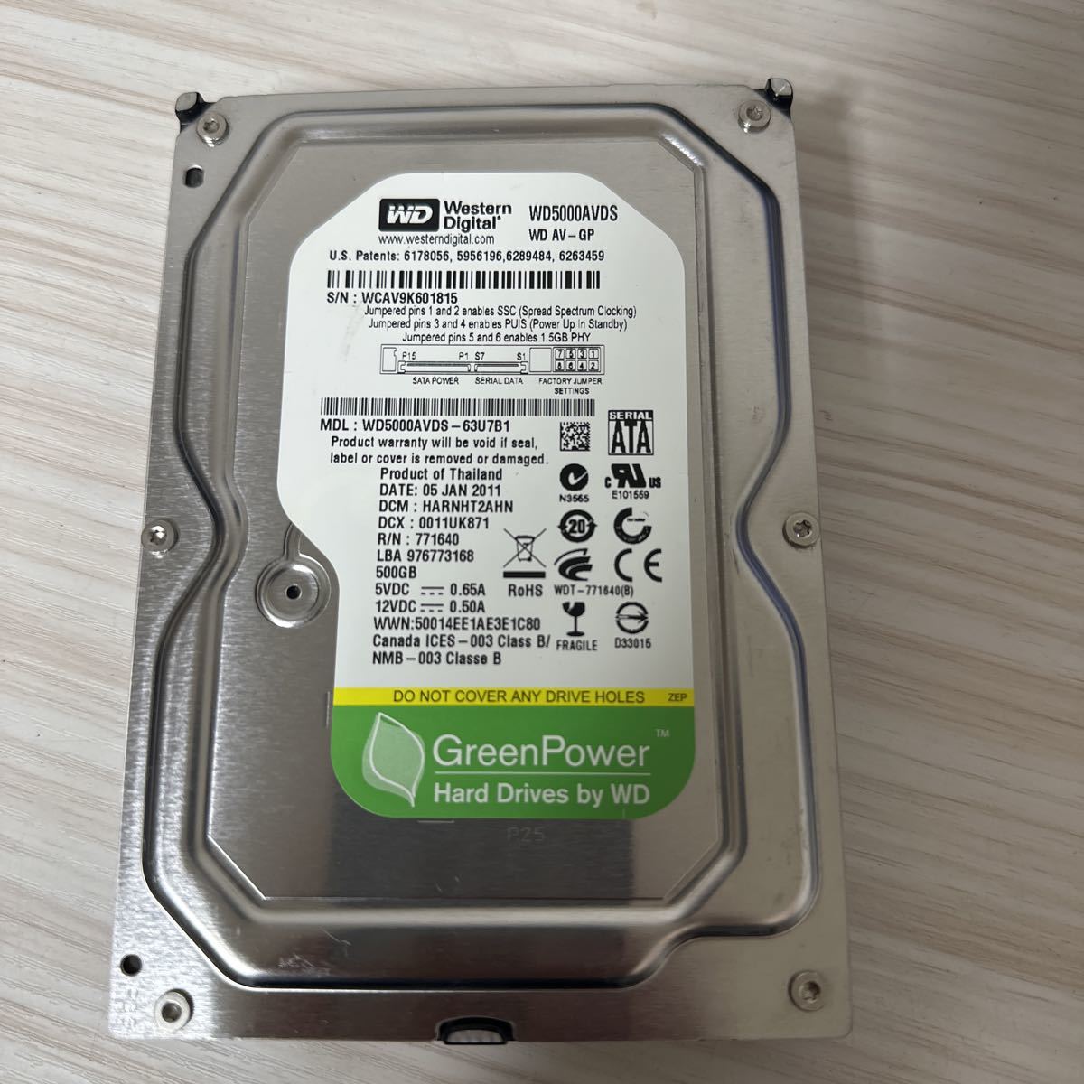 【やや傷や汚れあり】D772:【動作保証/AVコマンド対応/使用 31400時間】WDC WD5000AVDS-63U7B1 500GB SATA 3.5インチ HDD の落札情報詳細 ...