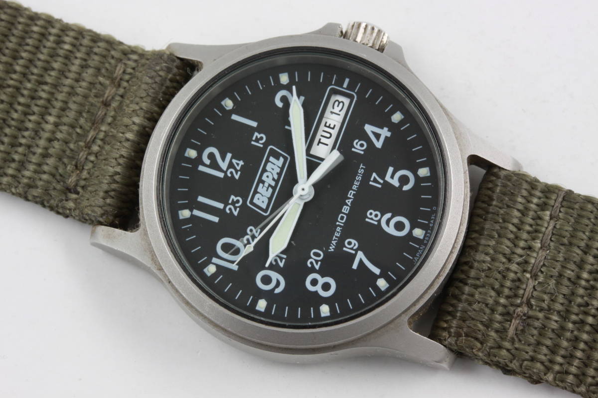 【目立った傷や汚れなし】日本製 中古品 ミリタリー BE-PAL 10BAR デイデイト クォーツ SS 男女兼用 稼働品の落札情報詳細 - ヤフオク落札価格検索 オークフリー