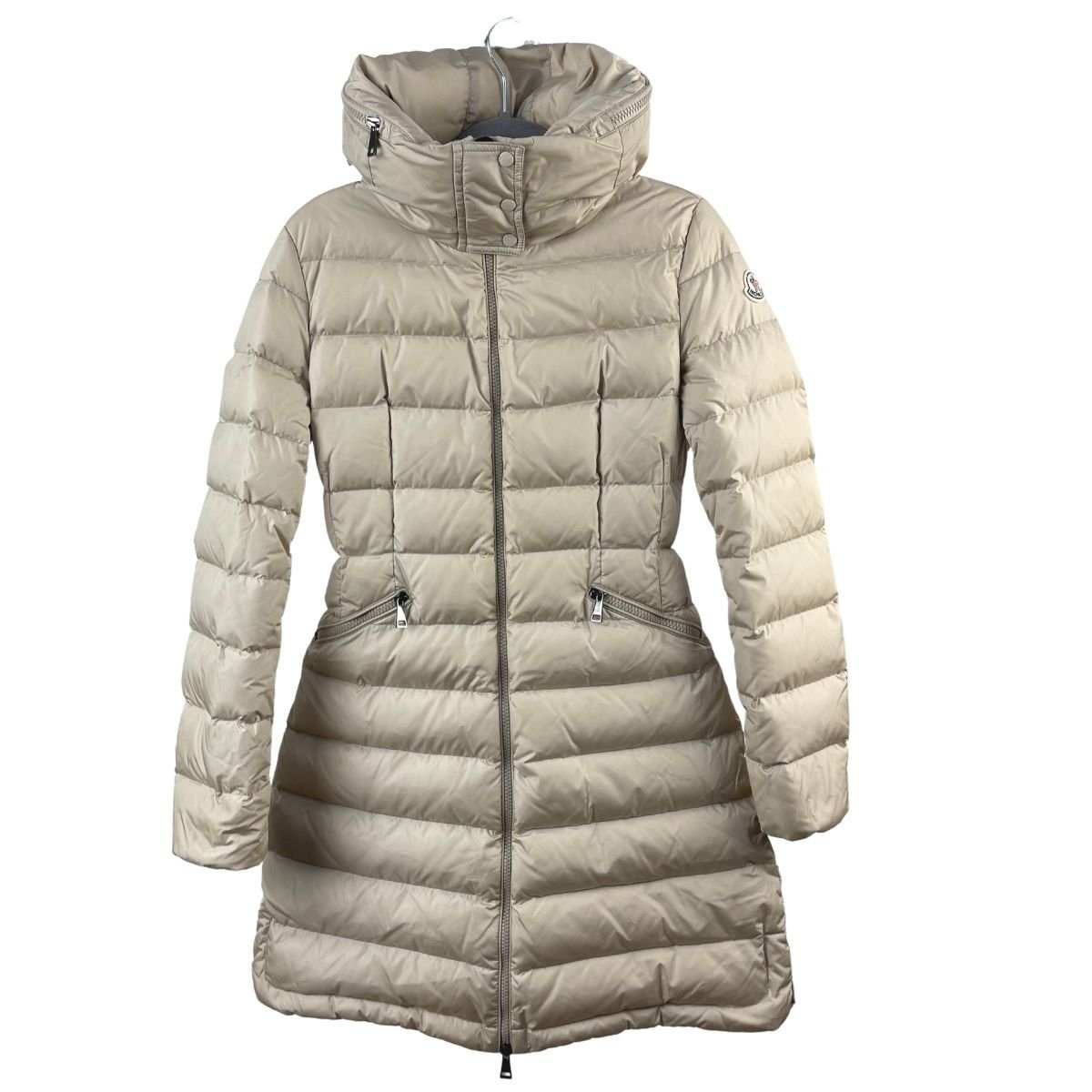 【やや傷や汚れあり】A920 MONCLER モンクレール FLAMETTE フラメッタ ダウンコート フード収納 ライトベージュ サイズ00 ...