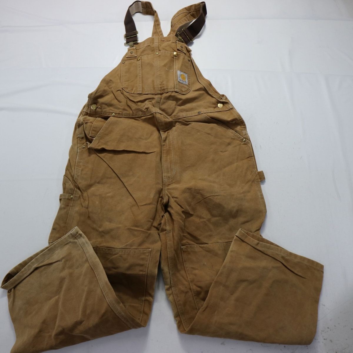 【やや傷や汚れあり】 カーハート オーバーオール set ダック地 デニム地 ワンポイントロゴ 他 (メンズ38) 3枚セット売り 古着 1円 ...