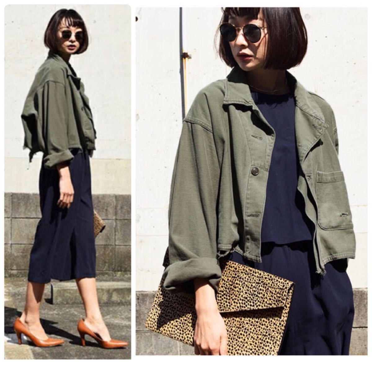 【目立った傷や汚れなし】ameri vintage ミリタリーボリュームショートジャケット＊アメリヴィンテージMILITARY VOLUME SHORT JACKET カーキ 春コート羽織りの ...