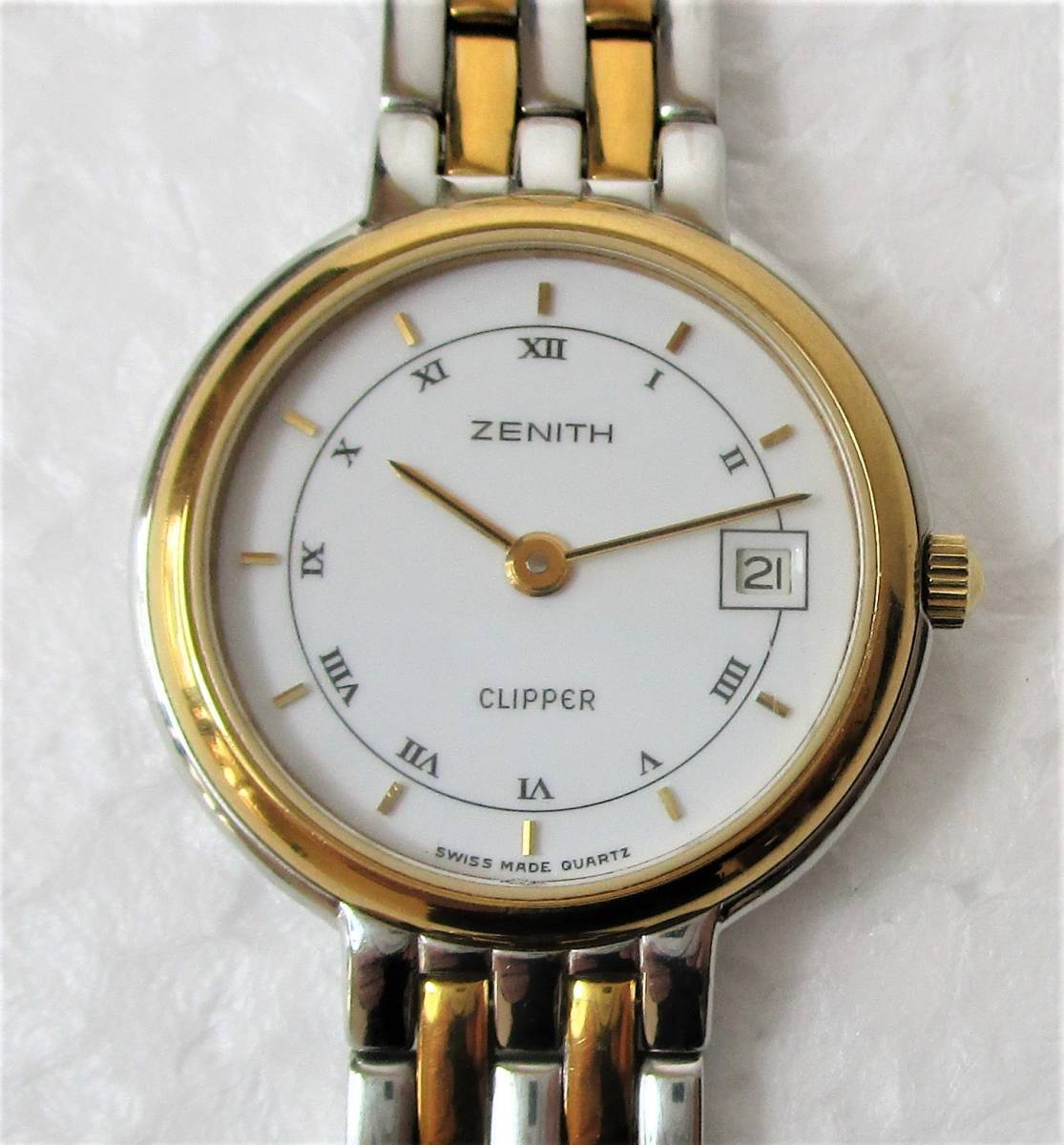 【目立った傷や汚れなし】ゼニス(ZENITH)クリッパー 59.0140.195/QZ [個体数激少モデル] GP×SS・ホワイト文字盤/ローマンインデックス・純正ブレス状態良/長 の落札情報 ...