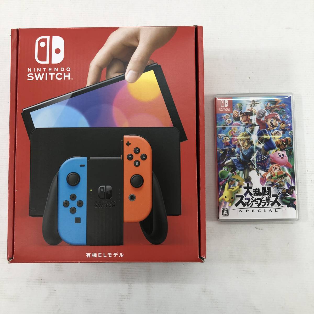 【目立った傷や汚れなし】(13412) 【1円～】NINTENDO SWITCH 本体 有機ELモデル + Switchソフト 大乱闘 ...