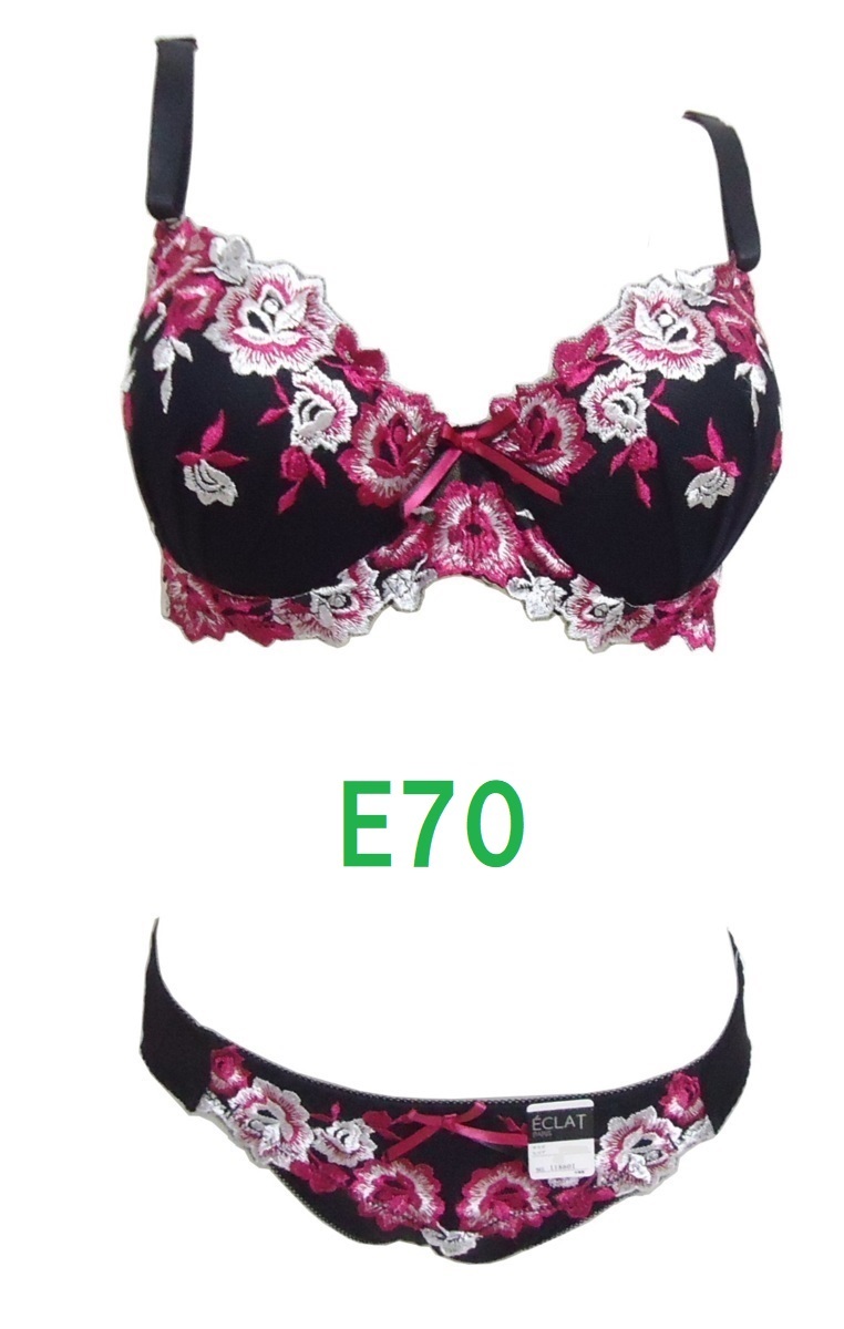 【未使用】E70/M・ブラック|レッド 大花柄刺繍ブラジャー＆ショーツ 【グラマーカップ】【補正下着】新品の落札情報詳細 - ヤフオク落札価格検索 オークフリー