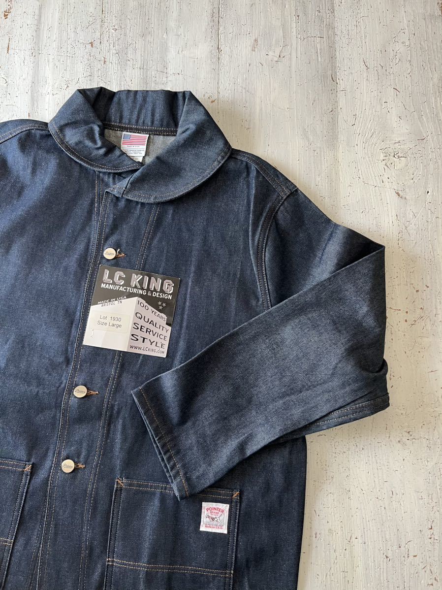 【未使用に近い】未使用 POINTER LC KING ポインター デニムカバーオール US NAVY MARINE size L 米国製 ...