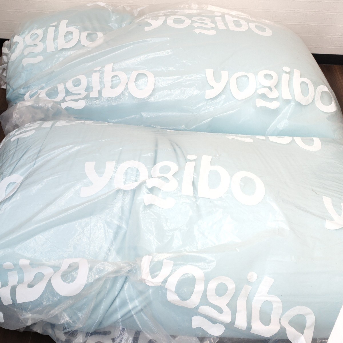 【目立った傷や汚れなし】★直接引取推奨★ Yogibo Max 2点セット ヨギボー マックス Yogibo ビーズ ソファ イス ベッド リクライナー ブルー 定価34800円 Scの落札