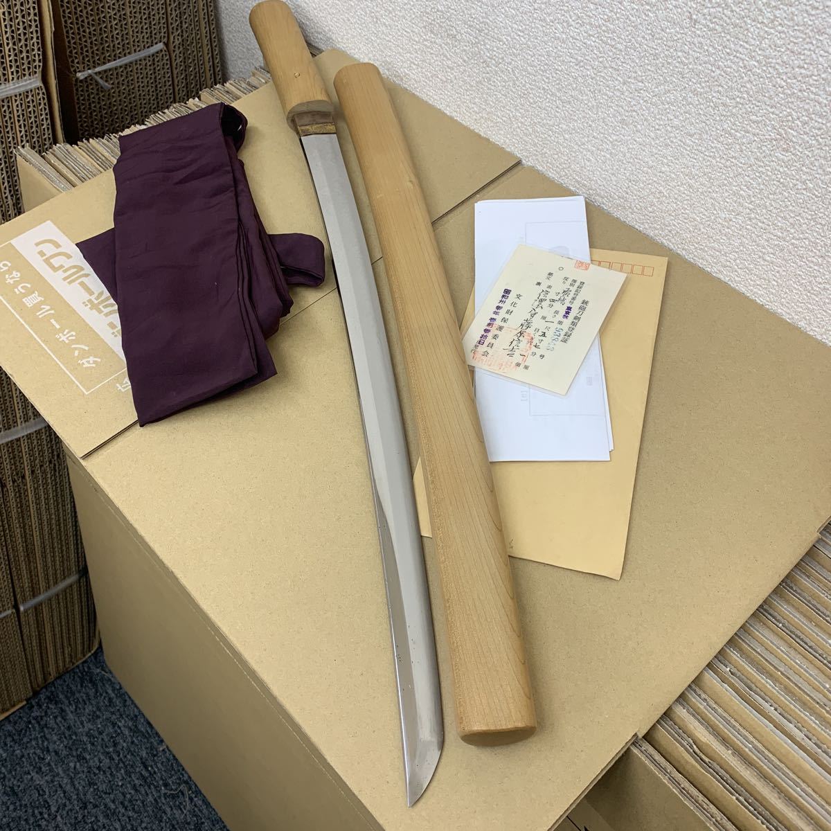 【目立った傷や汚れなし】71390【1円スタート】日本刀 信濃守藤原信吉 登録証あり 刀剣 武具 刀装具 真剣 太刀 白鞘 骨董 骨董品 江戸