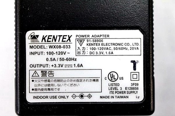 【やや傷や汚れあり】KENTEX ACアダプター WX08-033/3.3V 1.6A KENTAX3.3V01Yの落札情報詳細 ...