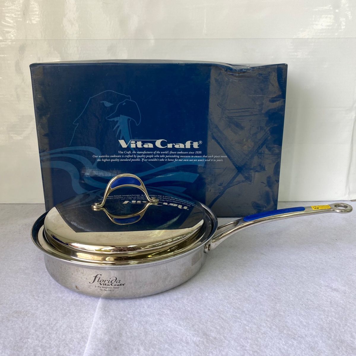 【傷や汚れあり】F316-O36-353 Vita Craft ビタクラフト Florida フロリダ フライパン 蓋付き NO.5877 約直径27㎝/約深さ6㎝/持手含全長約46㎝ ②の ...