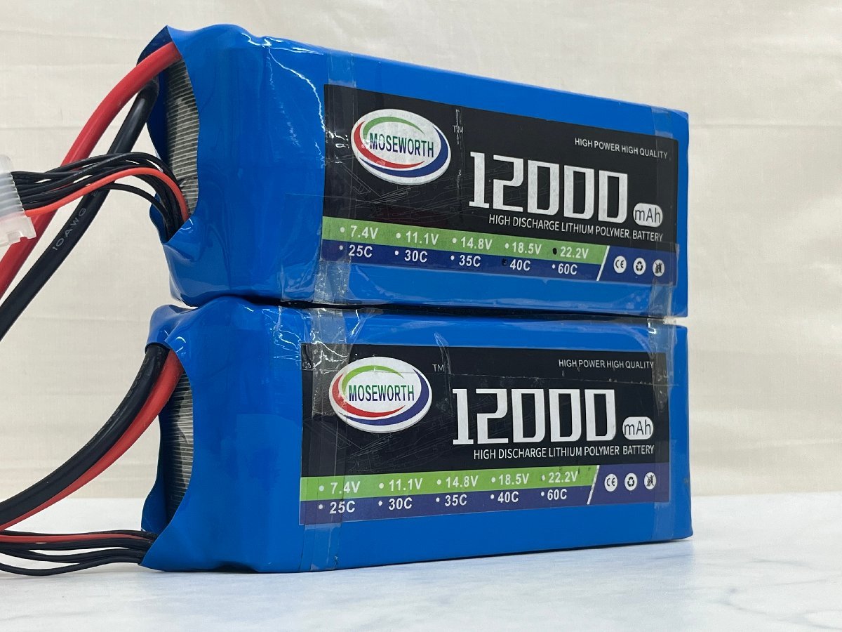 【目立った傷や汚れなし】♪3132 現状品 リポバッテリー MOSEWORTH 12000mAh 22.2V 40C 2本 ②の落札情報詳細 ...