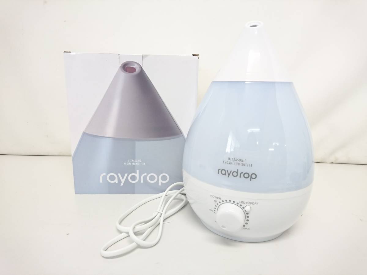 【やや傷や汚れあり】【美品】raydrop レイドロップ 超音波アロマLED加湿器 KH-201/ホワイト/家庭用/季節家電/空調家電/大容量 ...