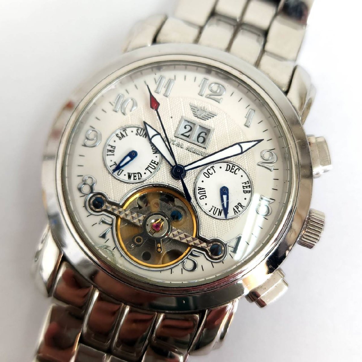 【やや傷や汚れあり】ROYAL ARMANY ロイヤルアルマーニ RA-008 自動巻き 裏スケ 稼働品 メンズ 腕時計の落札情報詳細 ...