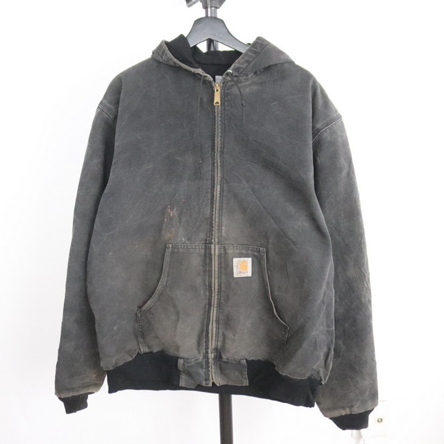 【傷や汚れあり】E206 90sビンテージ carhartt カーハート ダック アクティブパーカー 1990年代製 約XLサイズ ブラック 黒 フーディー ワーク アメカジ 80sの落札情報 ...