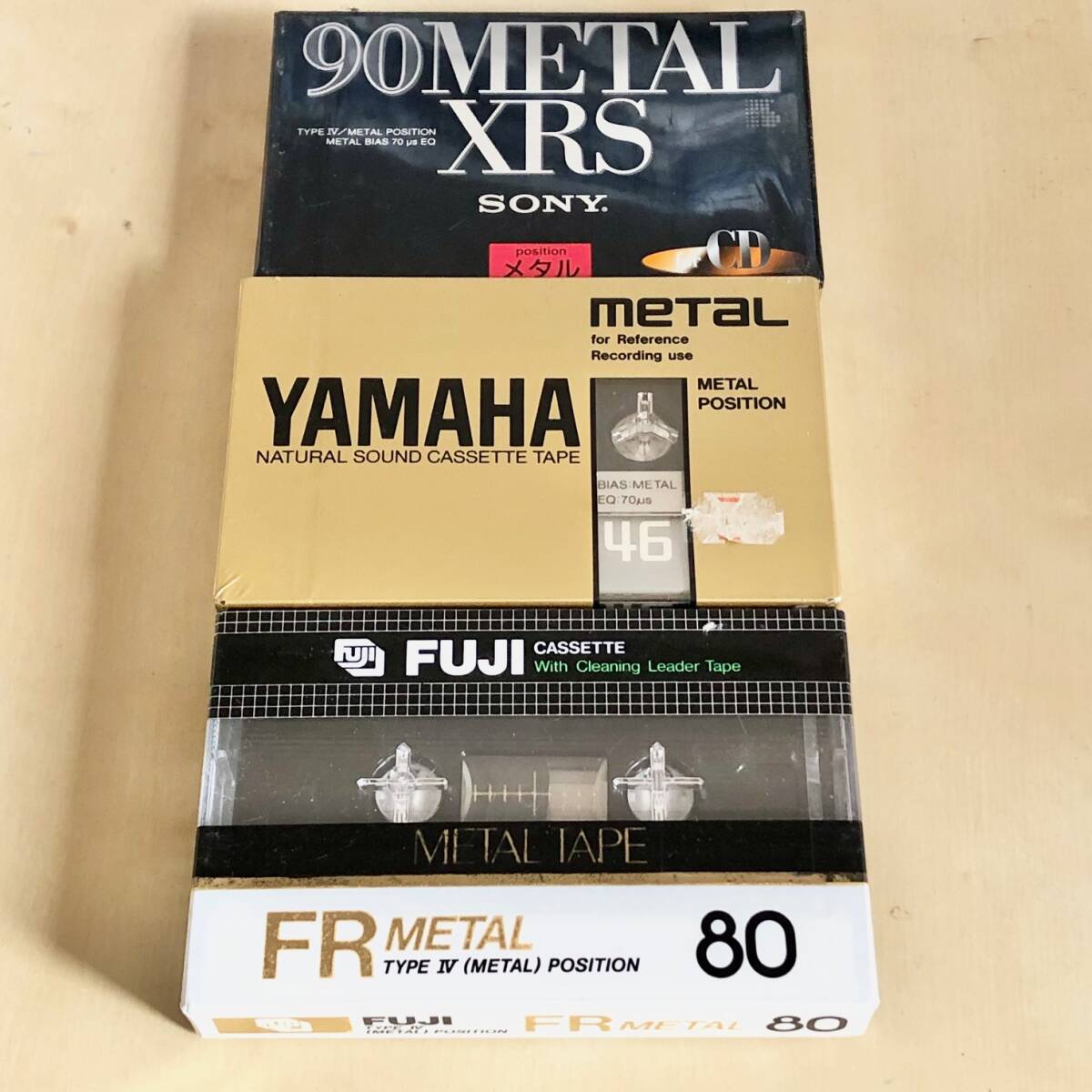 【未使用】未開封 メタルカセットテープ 3本 FUJI FR METAL 80 / YAMAHA metal 46 / SONY XRS 90 ...