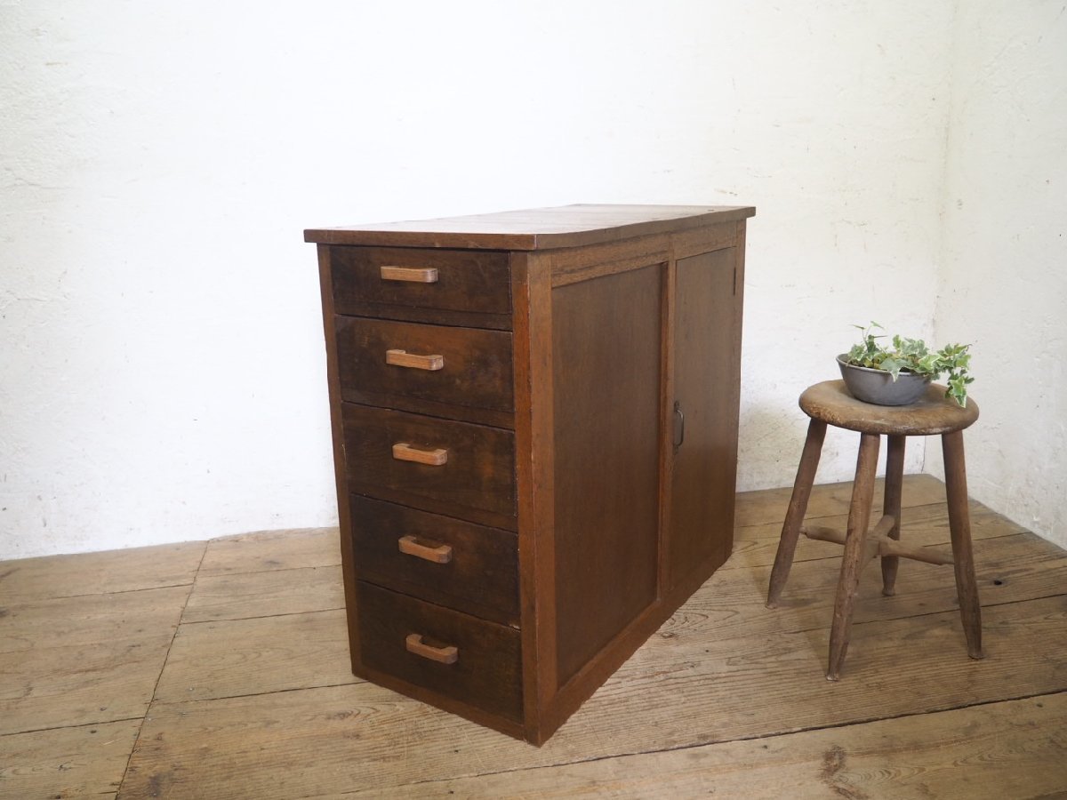 【傷や汚れあり】タK0478 天板W39,5cm×D77cm ヴィンテージ レトロな古い木製サイドテーブル 袖机 展示棚 収納棚 陳列台 引き出し カフェ インテリアM庭の落札情報詳細 ...