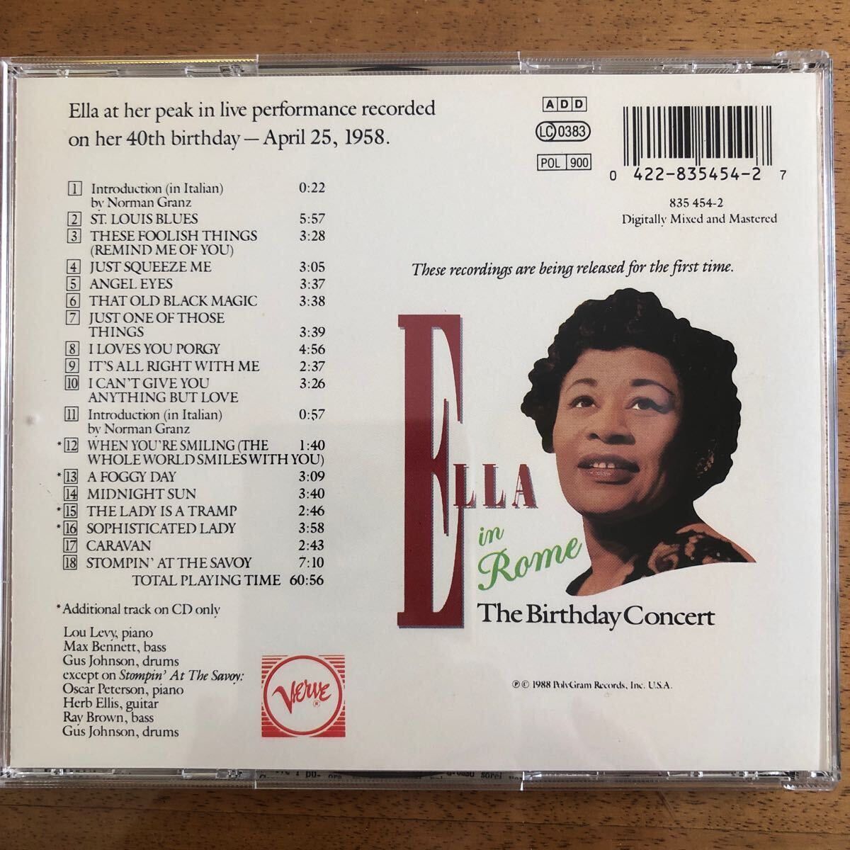 【やや傷や汚れあり】 エラ・フィッツジェラルド【Ella in Rome-The Birthday Concert】 輸入盤 送料4点まで ...
