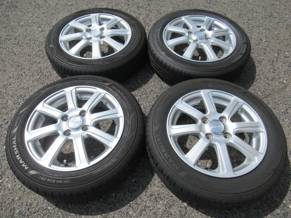 【やや傷や汚れあり】中古タイヤ☆155/65-14 155/65R14 マーシャル MH15 SPORT GRAHT 4.5J+45 100 ...