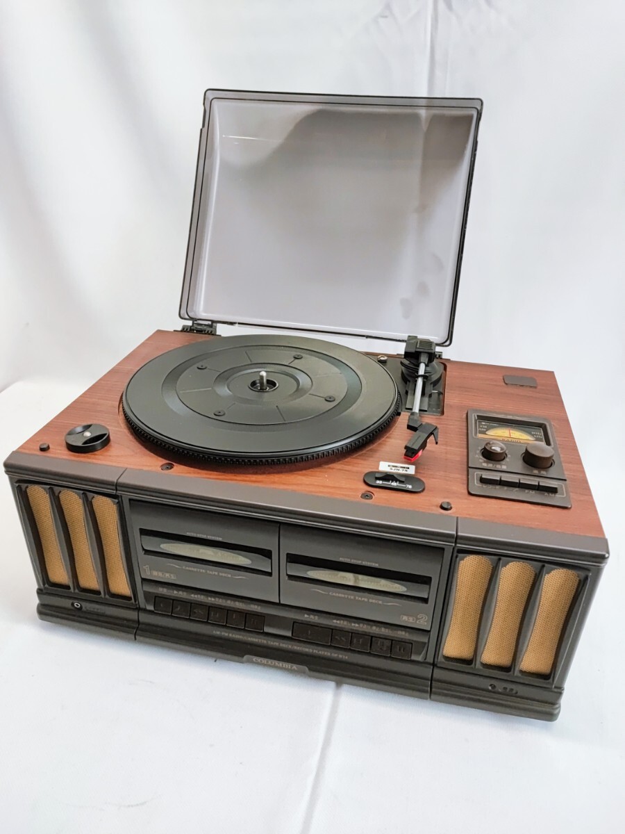 【やや傷や汚れあり】COLUMBIA GP-W14 ターンテーブル レコードプレーヤー コロムビア 昭和レトロ レコード プレーヤーカセット ...