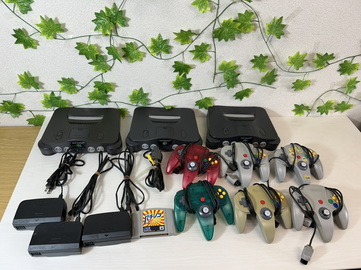 【やや傷や汚れあり】4258-01★【ジャンク・現状品】Nintendo 64 NUS-001 3台 ・コントローラー6台、64ソフト「パチンコ365日」つき★の落札情報詳細 - Yahoo ...