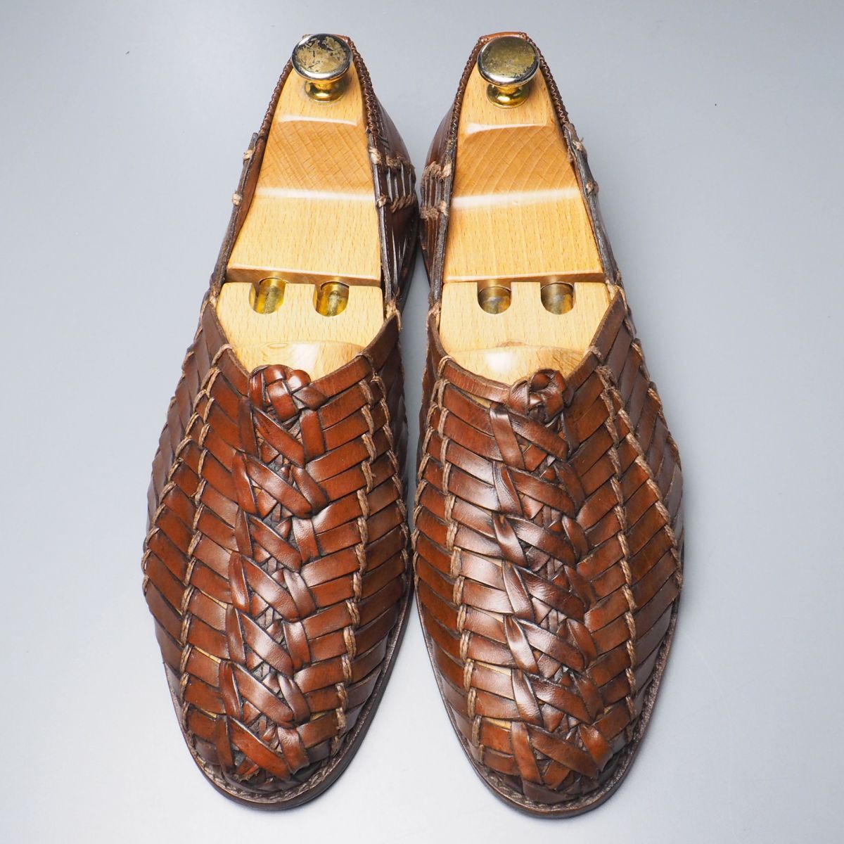 【やや傷や汚れあり】TH2874//*コールハーン/COLE HAAN*メンズ8M/編み込み革/メッシュレザースリッポン/ローファー/革靴/茶/ブラウンの落札情報詳細 - Yahoo ...